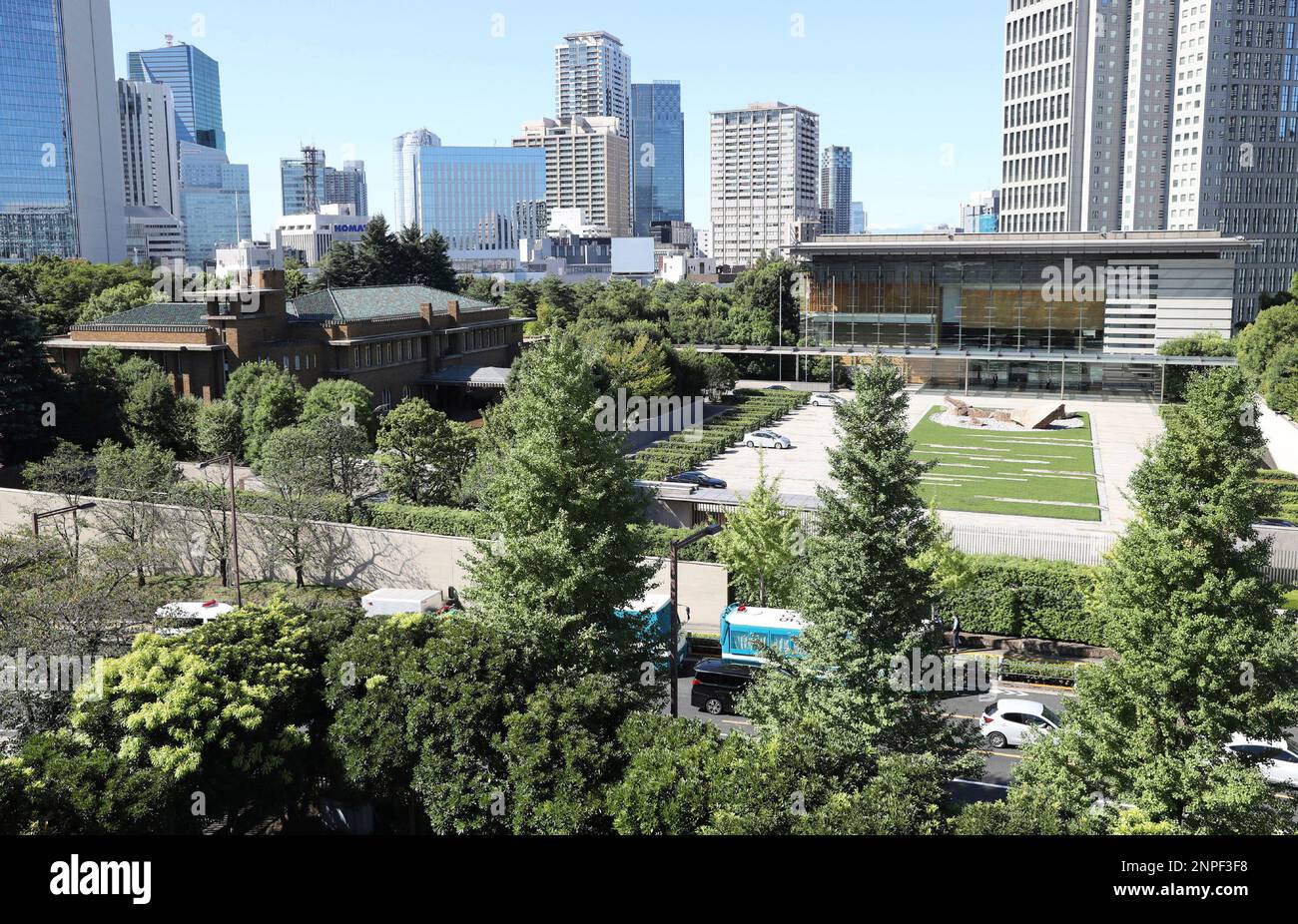 Japan's Prime Minister's office (R) and residence are pictured in Tokyo ...