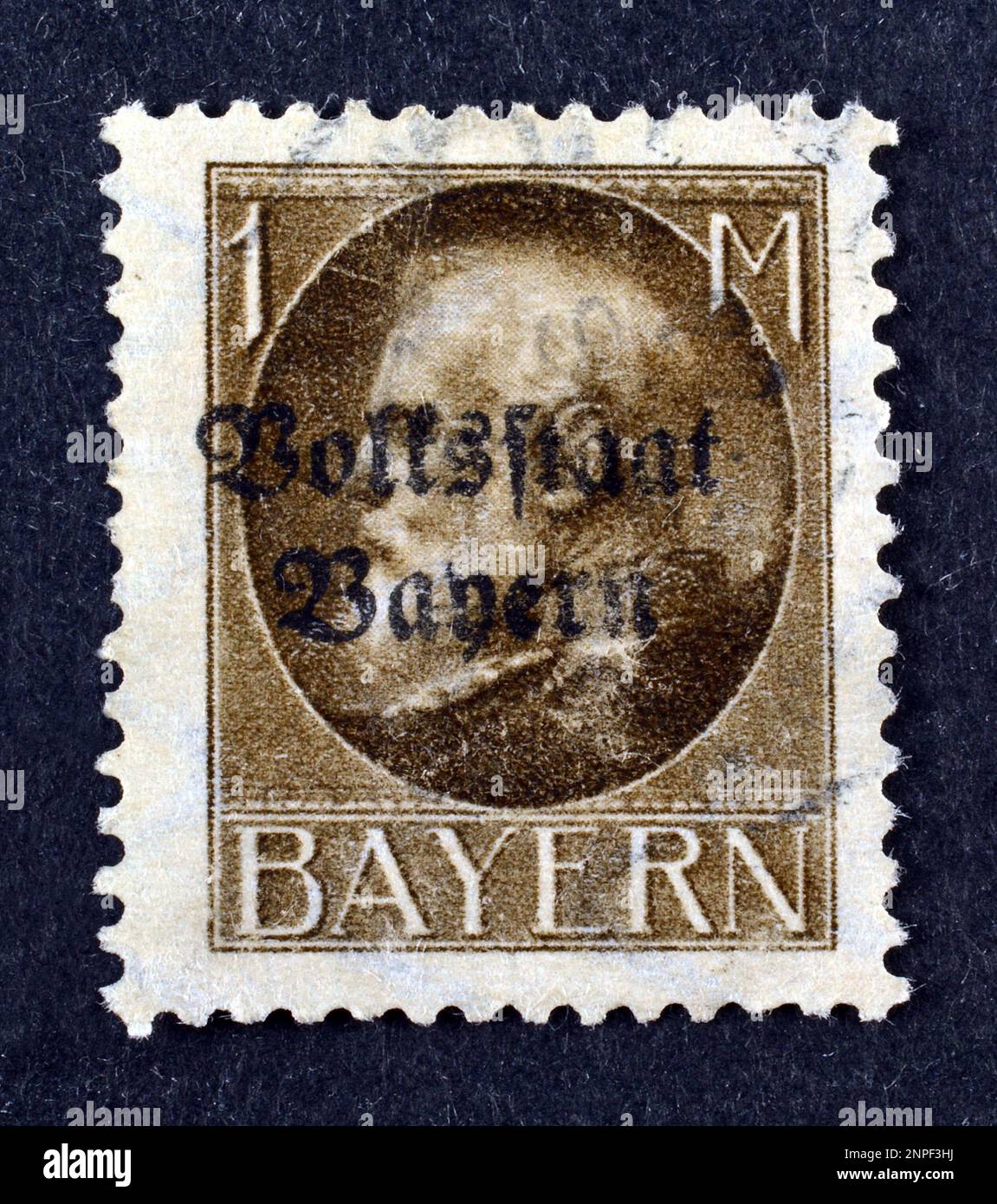 Overprinted Cancelled postage stamp printed by Germany, that shows ...