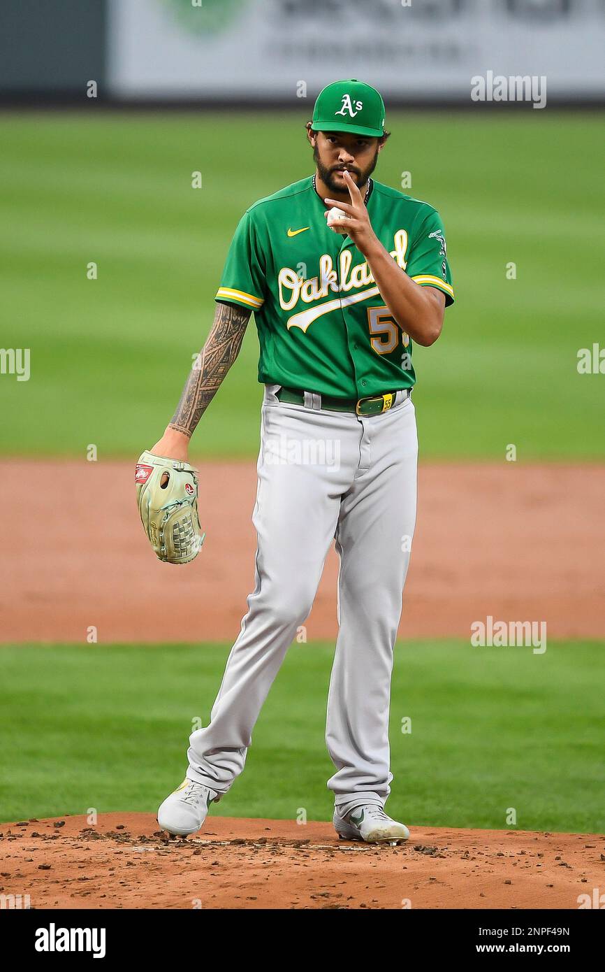 DENVER, CO - SEPTEMBER 15: Oakland Athletics starting pitcher Sean ...