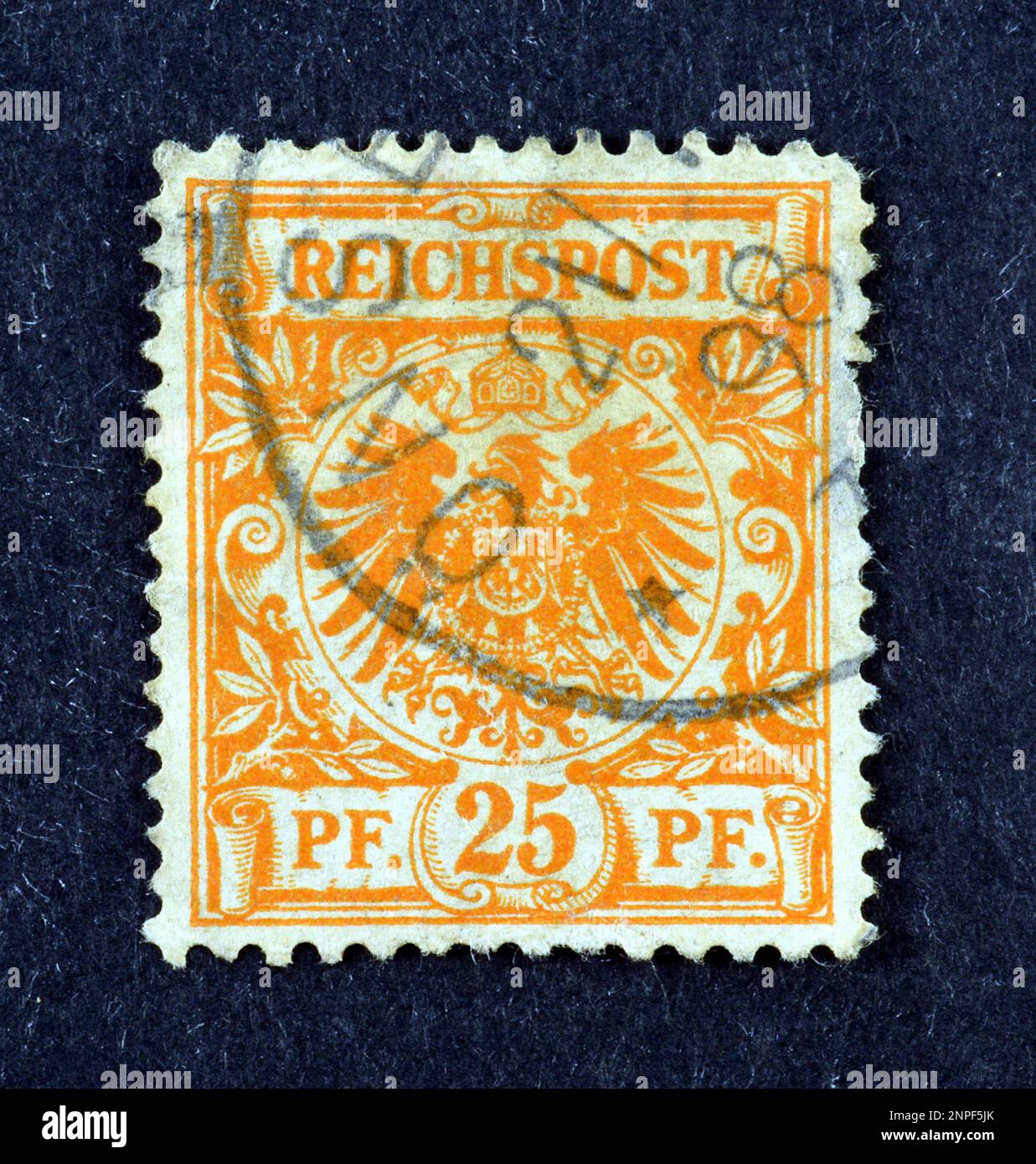 Cancelled postage stamp printed by Germany, Realm, that shows Imperial ...