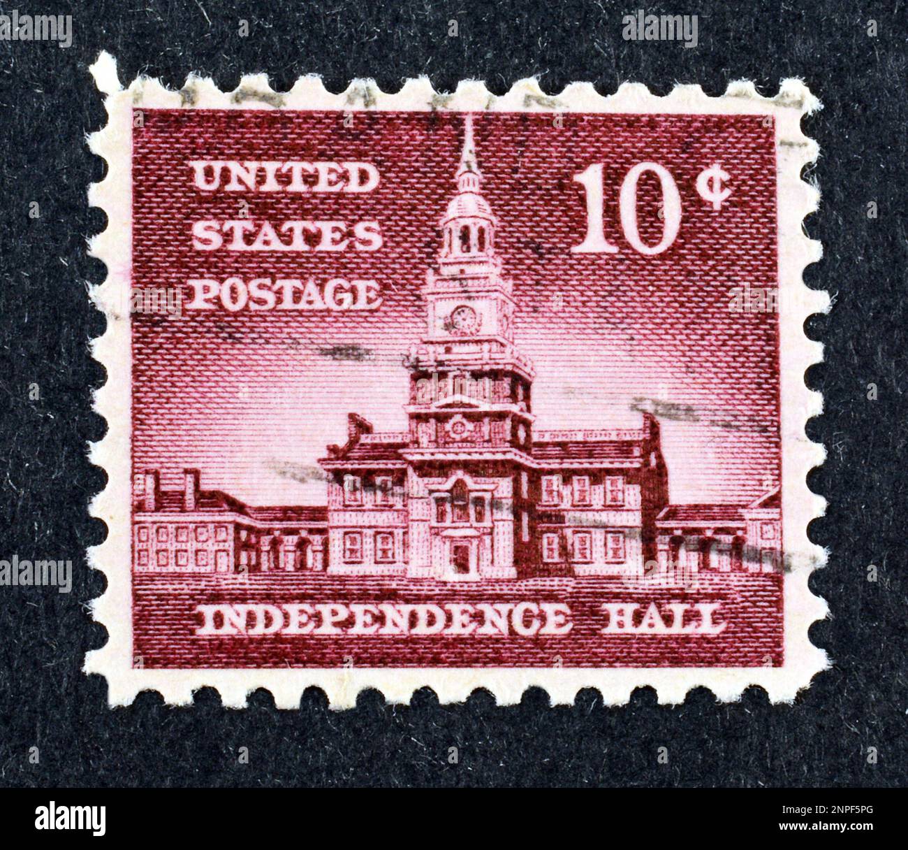 Cancelled postage stamp printed by USA, that shows Independence Hall ...
