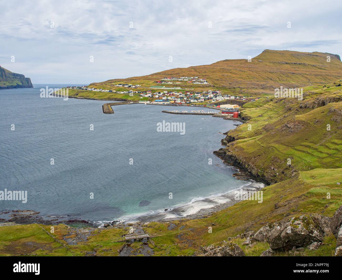Ejde, Faroe Islands - Sep, 2020: View for the Eiði village Ejde, (Oat ...