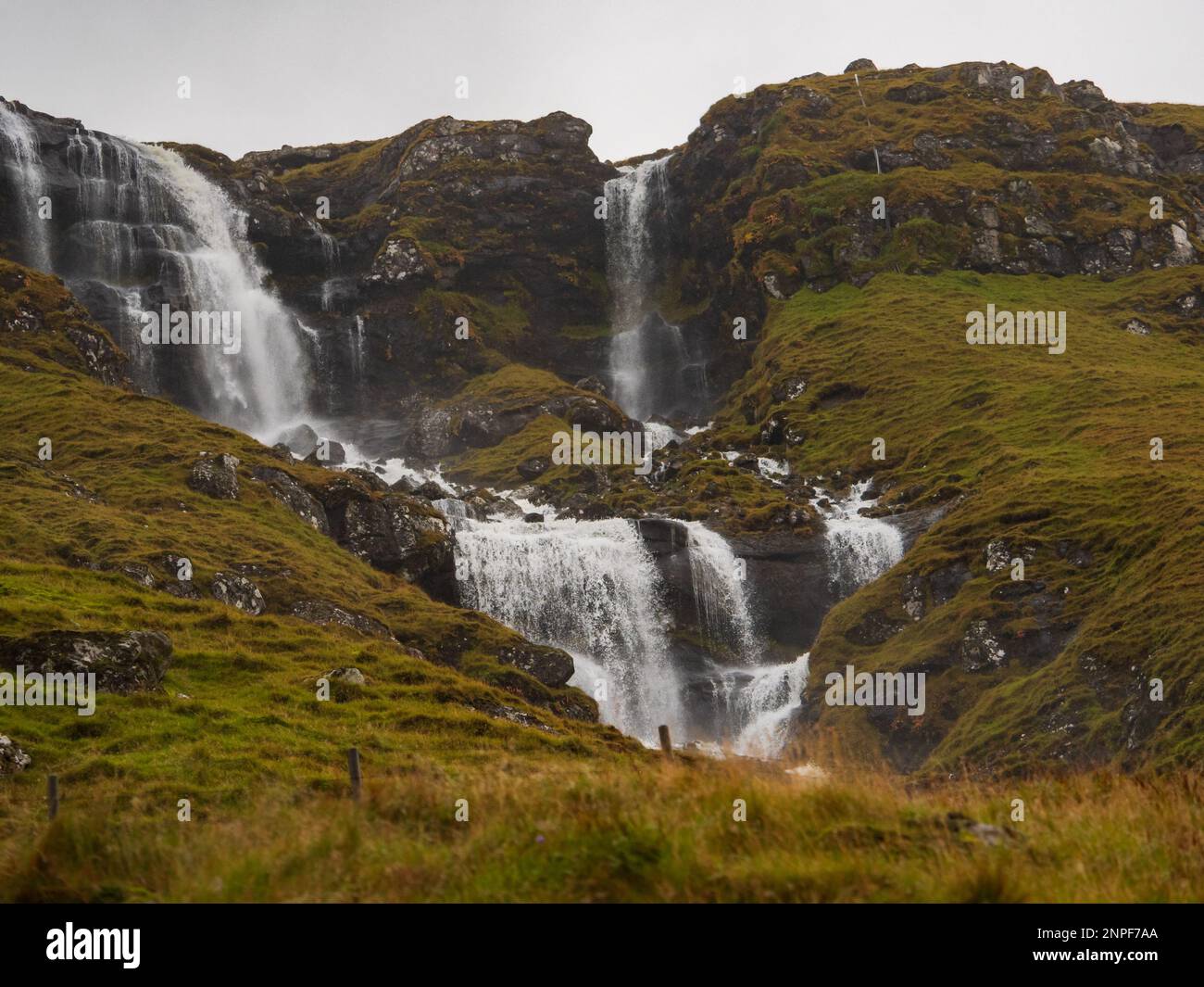 Dozens of small rivulets flowing down the rocks after a rainy day in ...