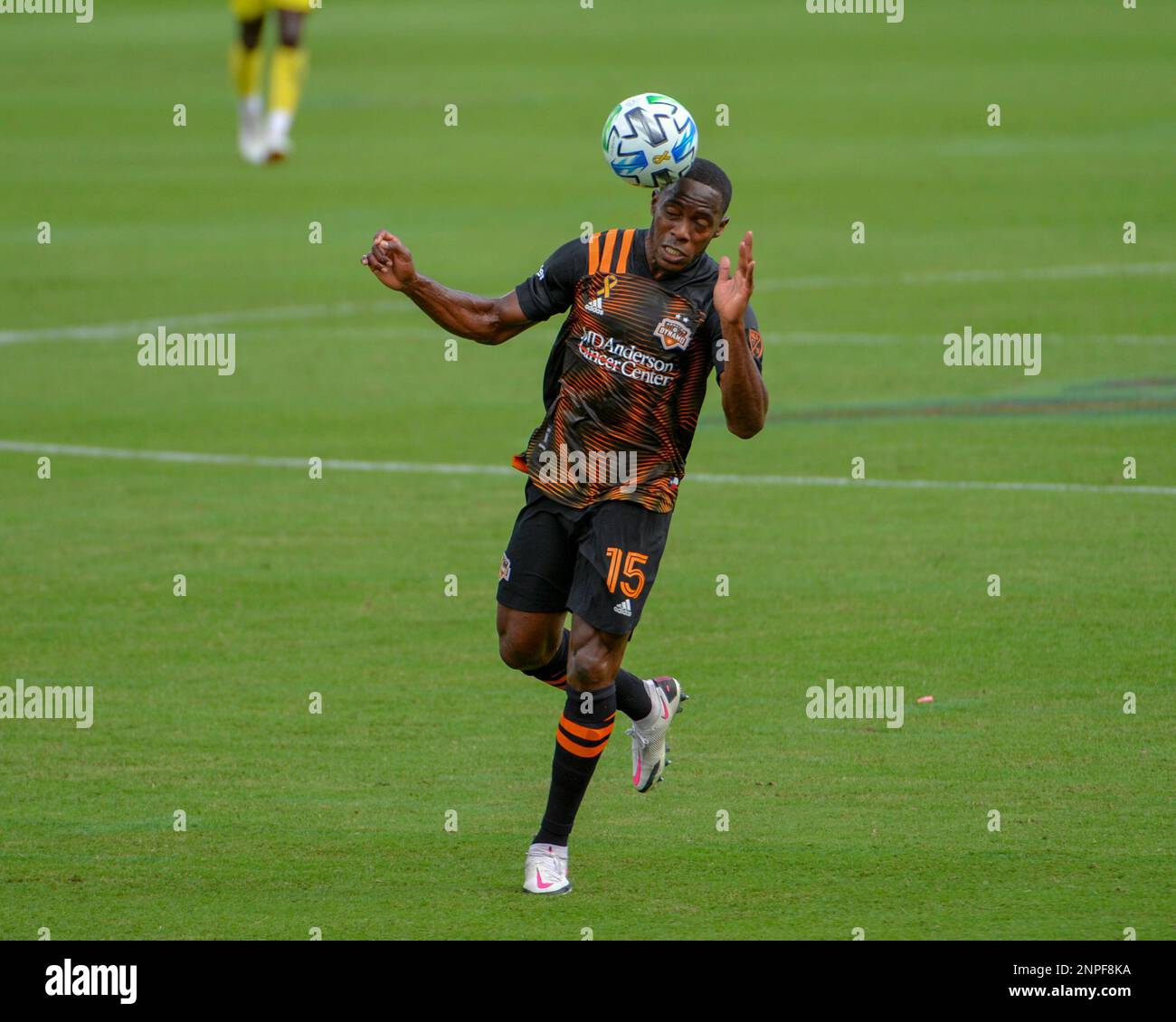September 26, 2020: Houston defender, Maynor Figueroa (15), heads the ...