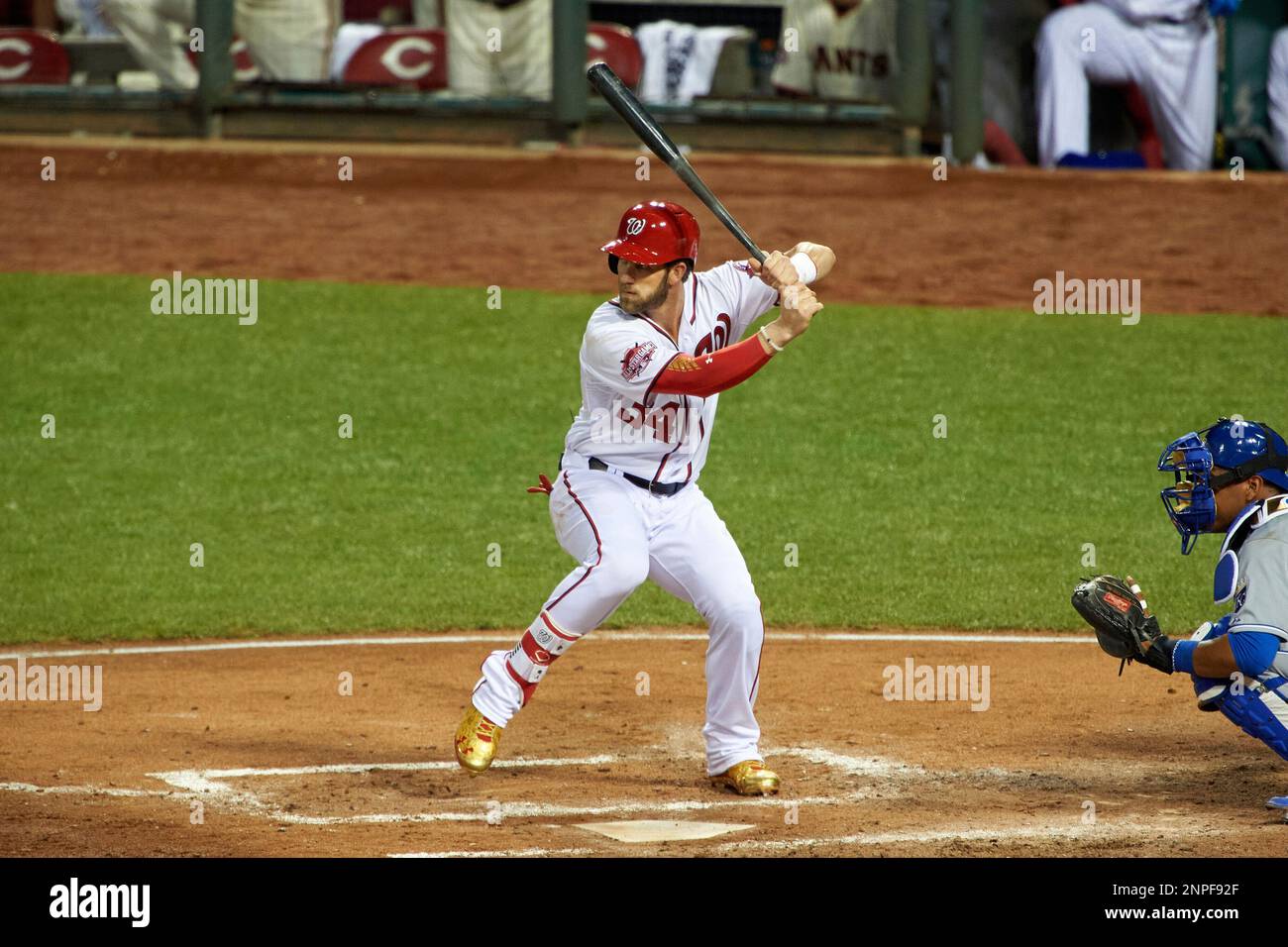 Washington Nationals Bryce Harper bats during the MLB All-Star Game on ...
