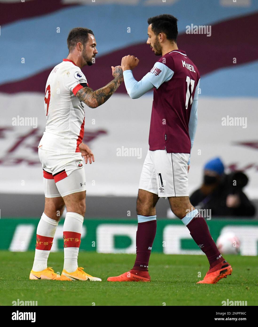 Southampton's Danny Ings, left, and Burnley's Dwight McNeil gesture following the English ...