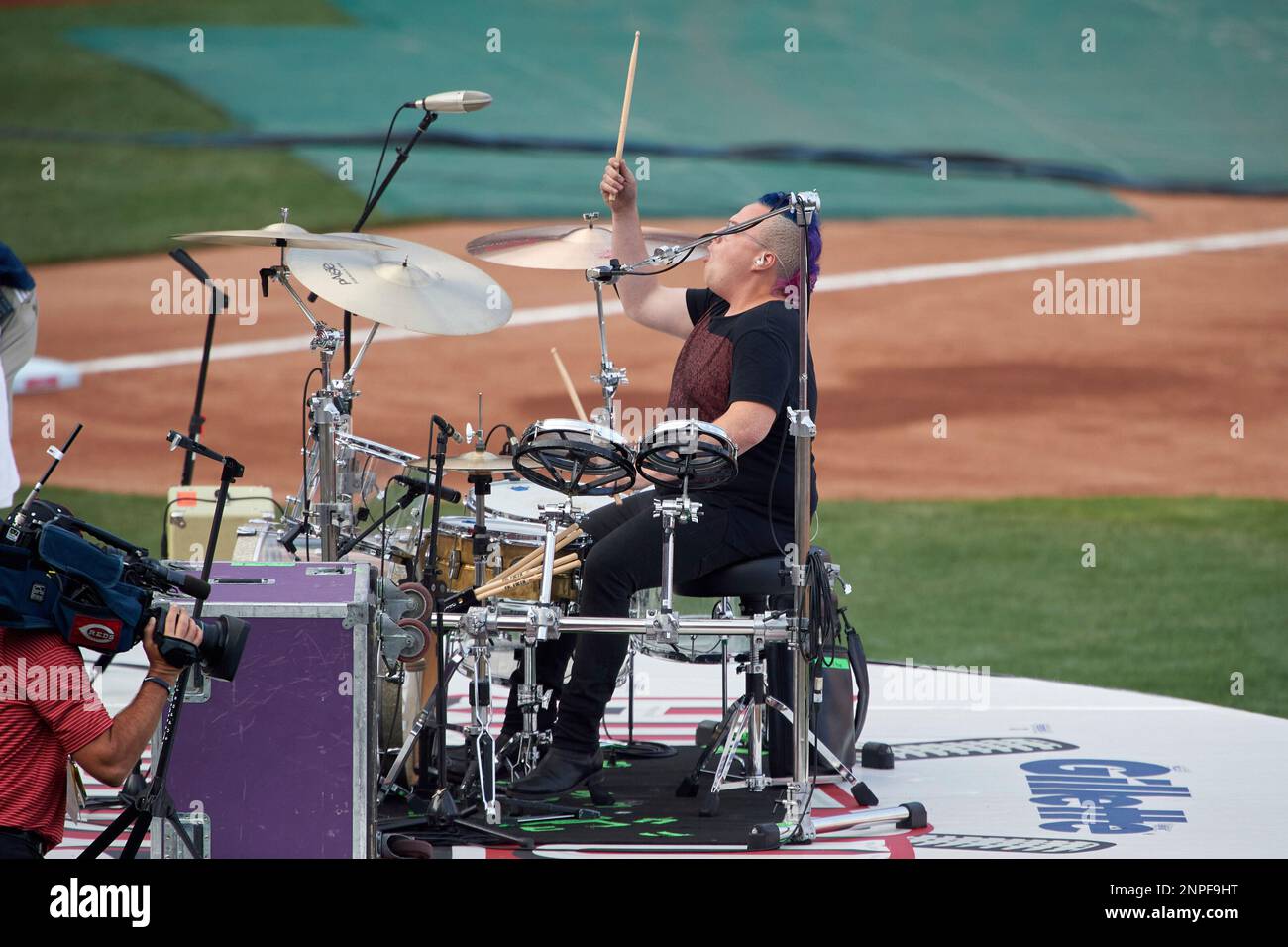 Cincinnati, Ohio based Walk the Moon - drummer Sean Waugaman - perform ...