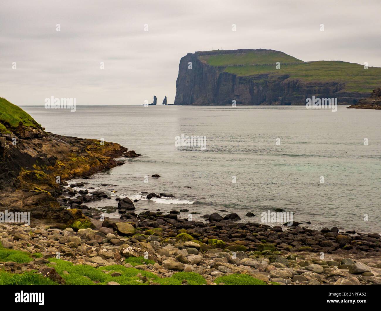 Beautiful hazy view from Streymoy Island to the Risin and Kellingin ...
