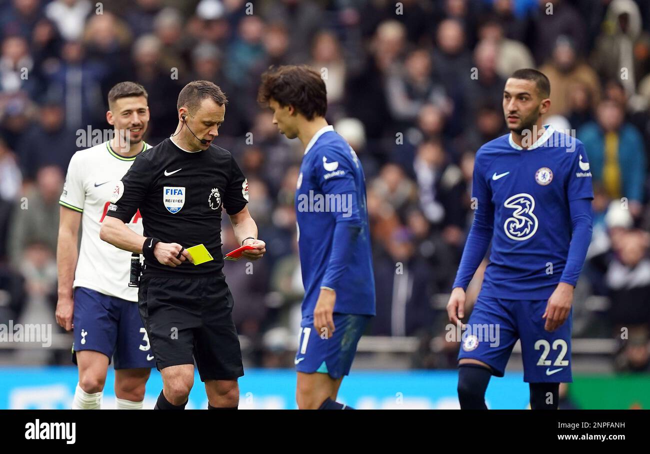 Referee Stuart Attwell changes his decision and awards a yellow card to ...