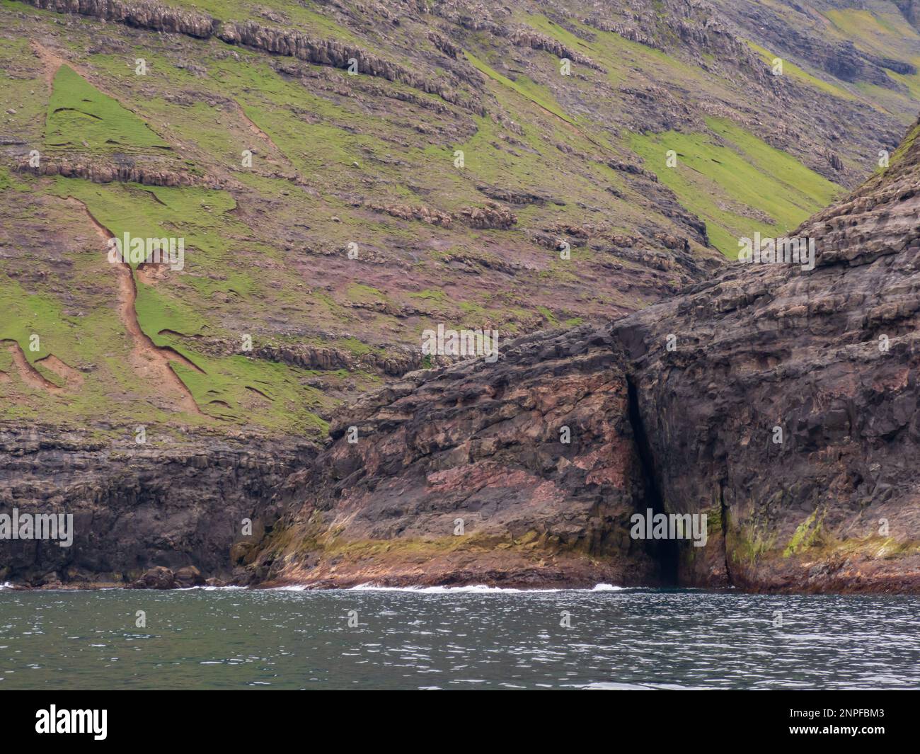 Vestmanna Sea Cliffs - view from teh boat. Streymoy. Faroe Islands ...