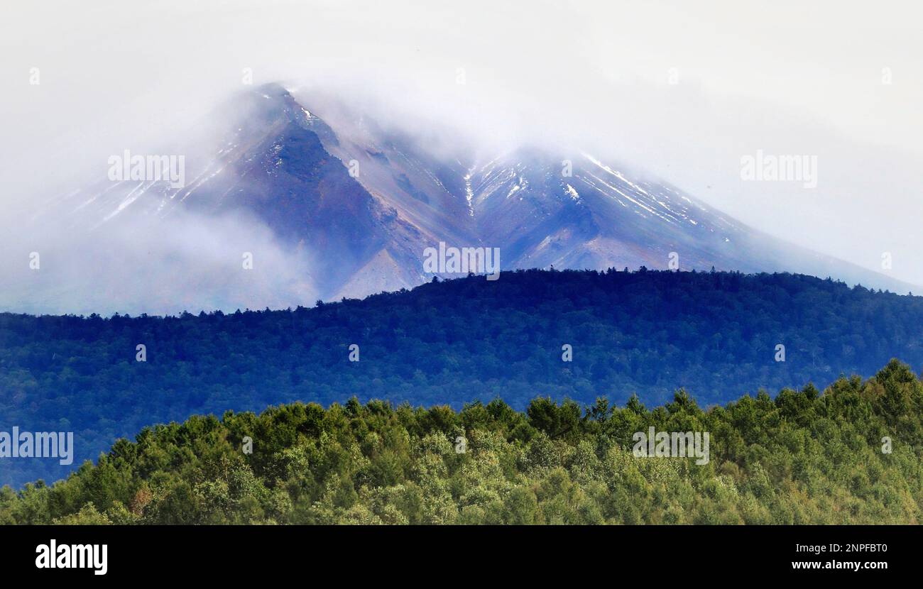 The first snow is observed on Mt. Asahi (Asahi-dake) in Higashikawa ...