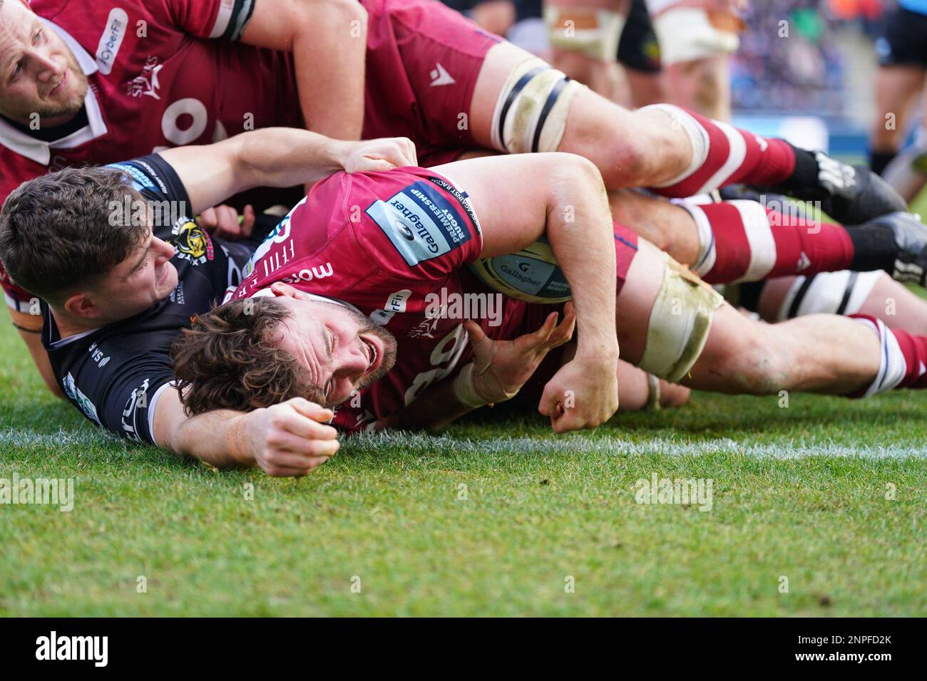 during the Gallagher Premiership Rugby match between Exeter Chiefs and ...