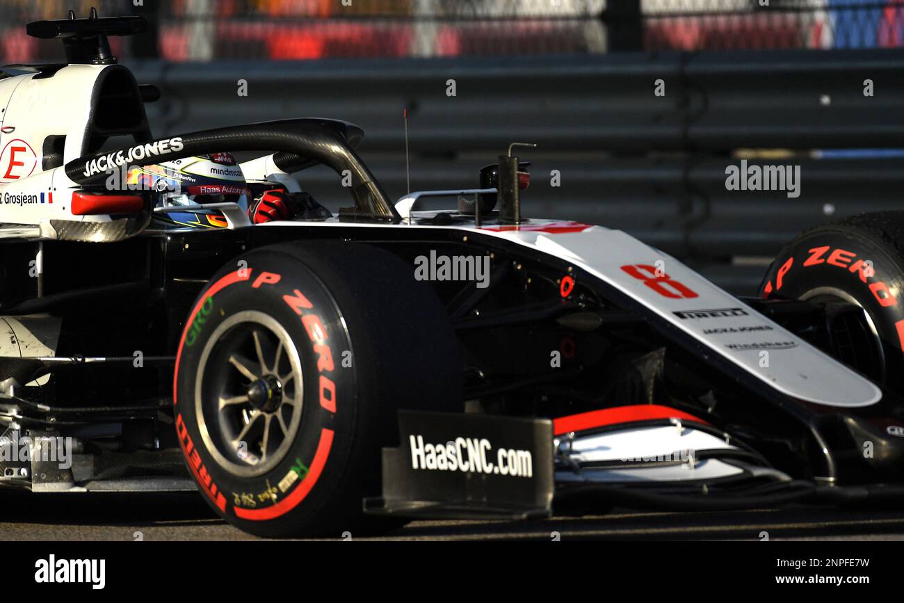 Haas driver Romain Grosjean of France steers his car during the second ...