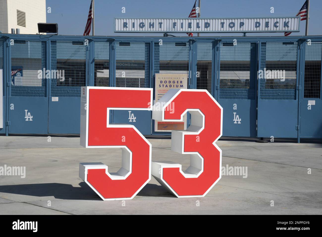 The number 53 jersey number of former Los Angeles Dodgers pitcher Don ...