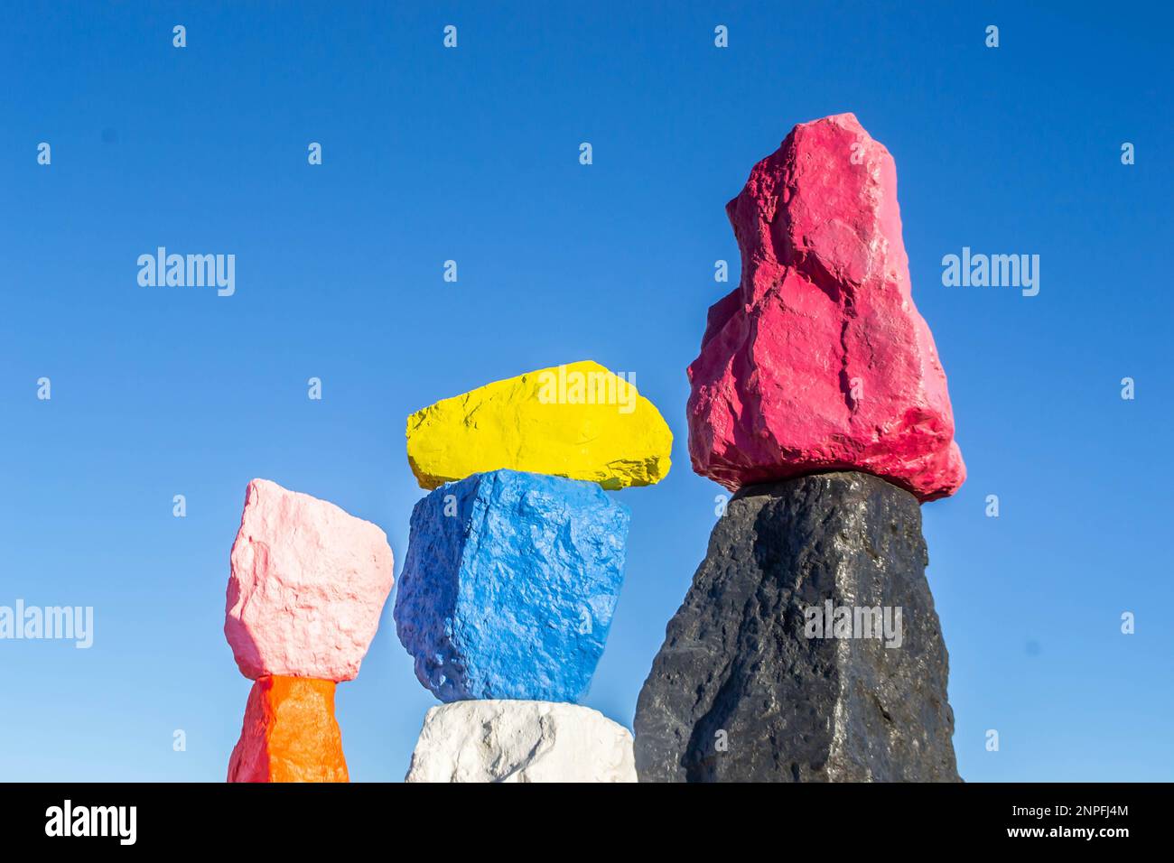 Seven Magic Mountains tourist attraction in Las Vegas USA Stock Photo ...
