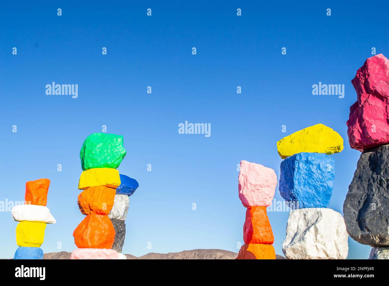 Seven Magic Mountains tourist attraction in Las Vegas USA Stock Photo ...