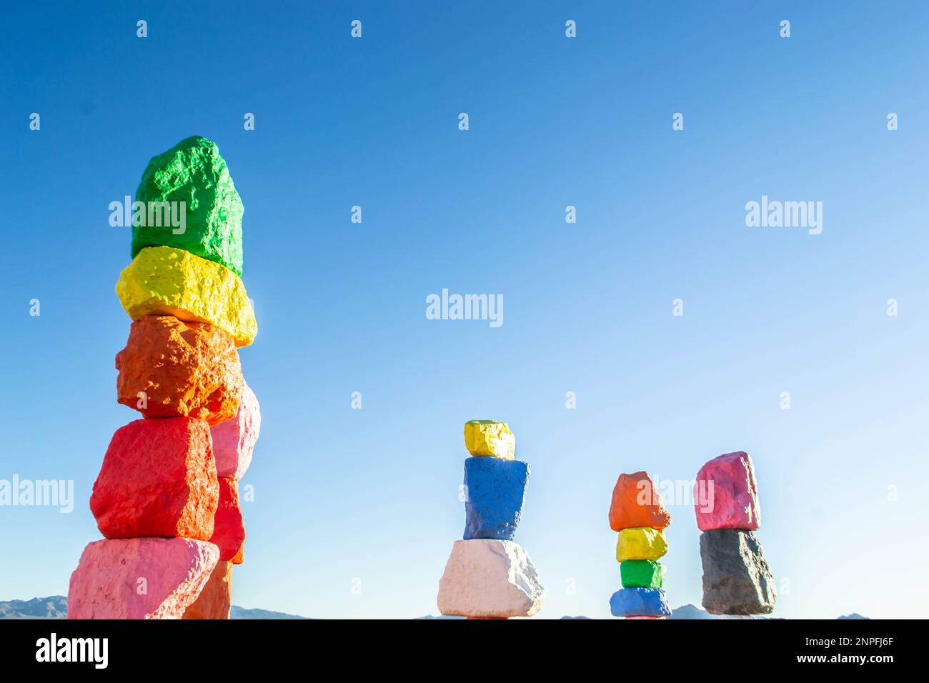 Seven Magic Mountains tourist attraction in Las Vegas USA Stock Photo ...