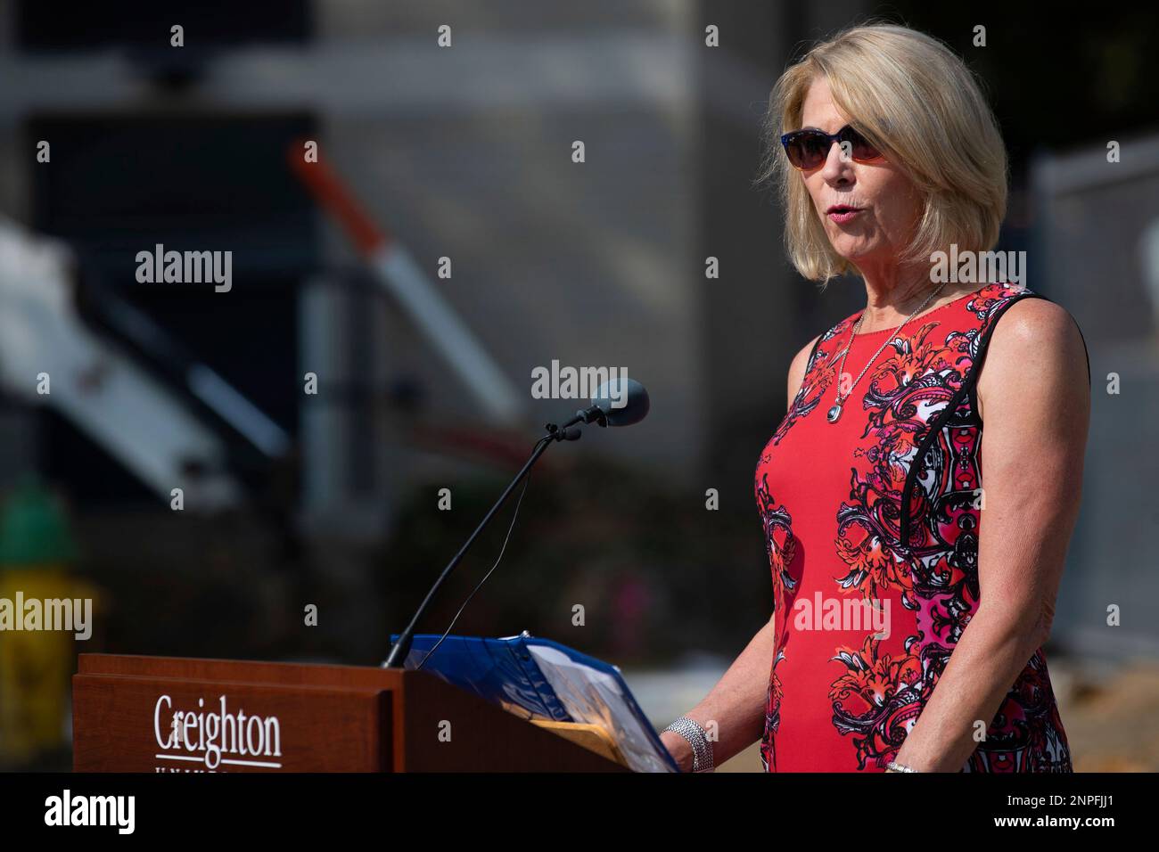 Omaha mayor Jean Stothert speaks at the 24th Street dedication and ...