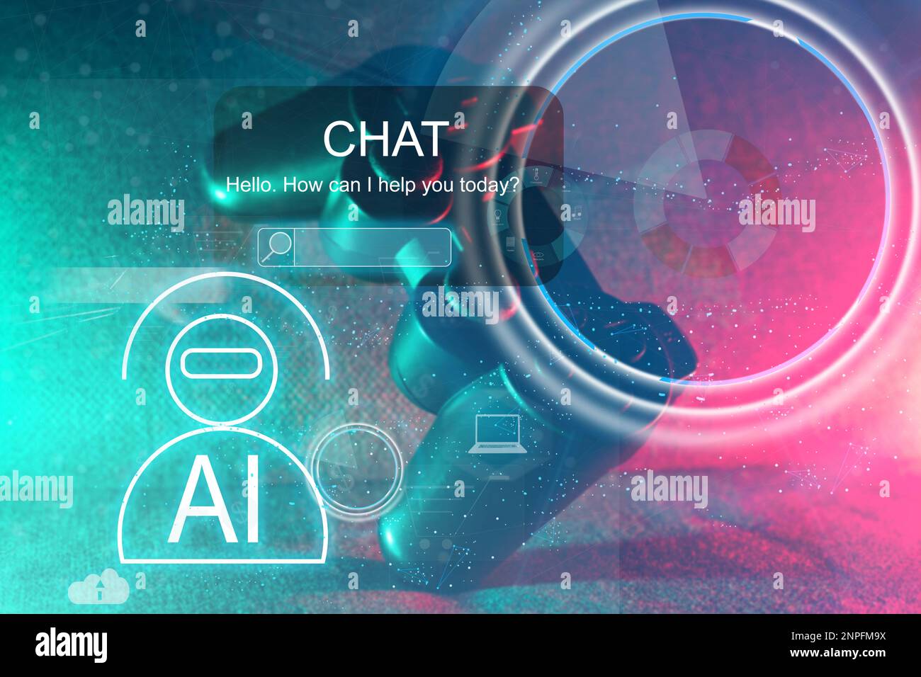 enter command prompt, contact for business information analysis, Futuristic technology ChatGPT ...