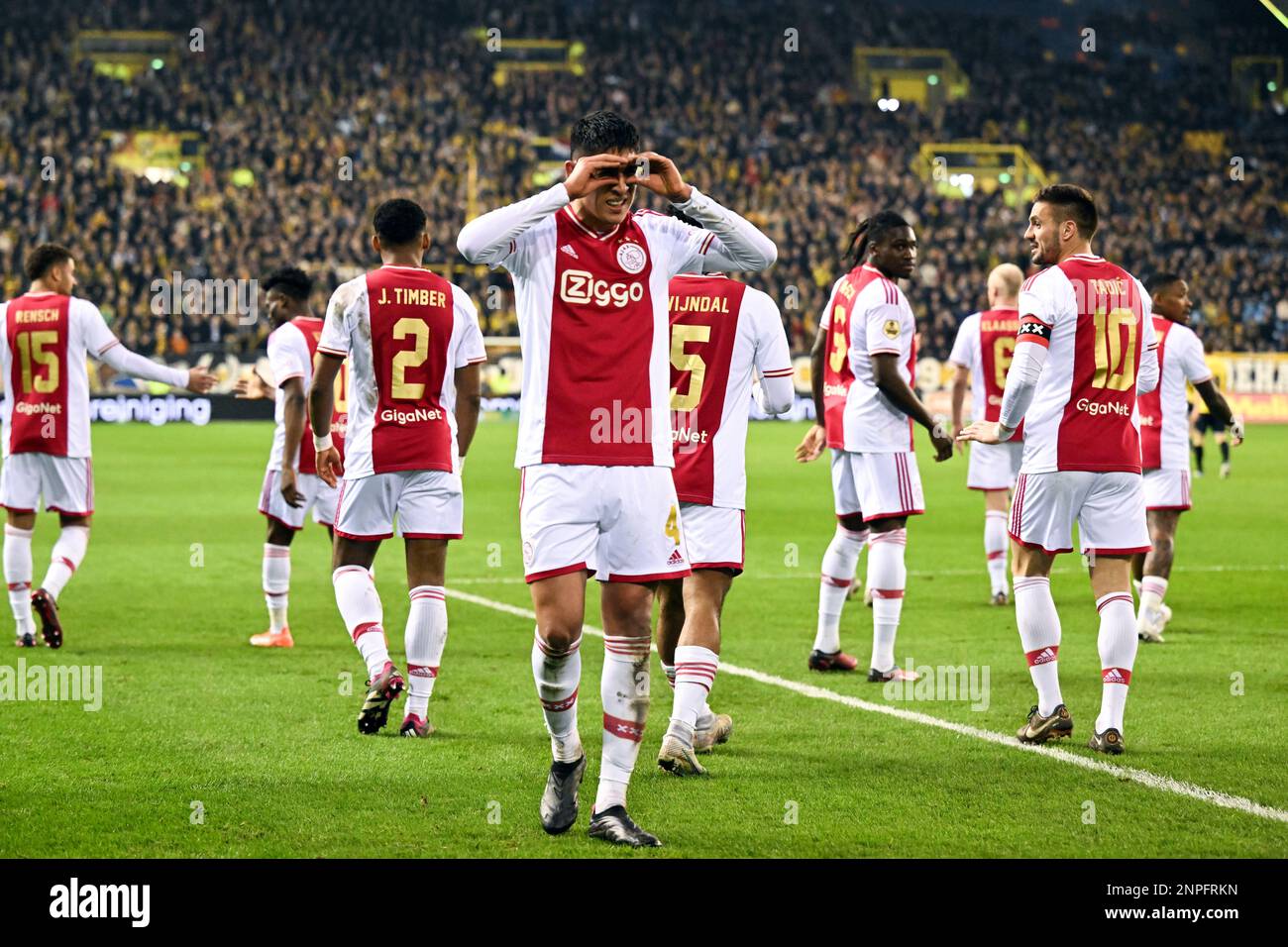 ARNHEM - Edson Alvarez of Ajax celebrates the 1-2 during the Dutch ...