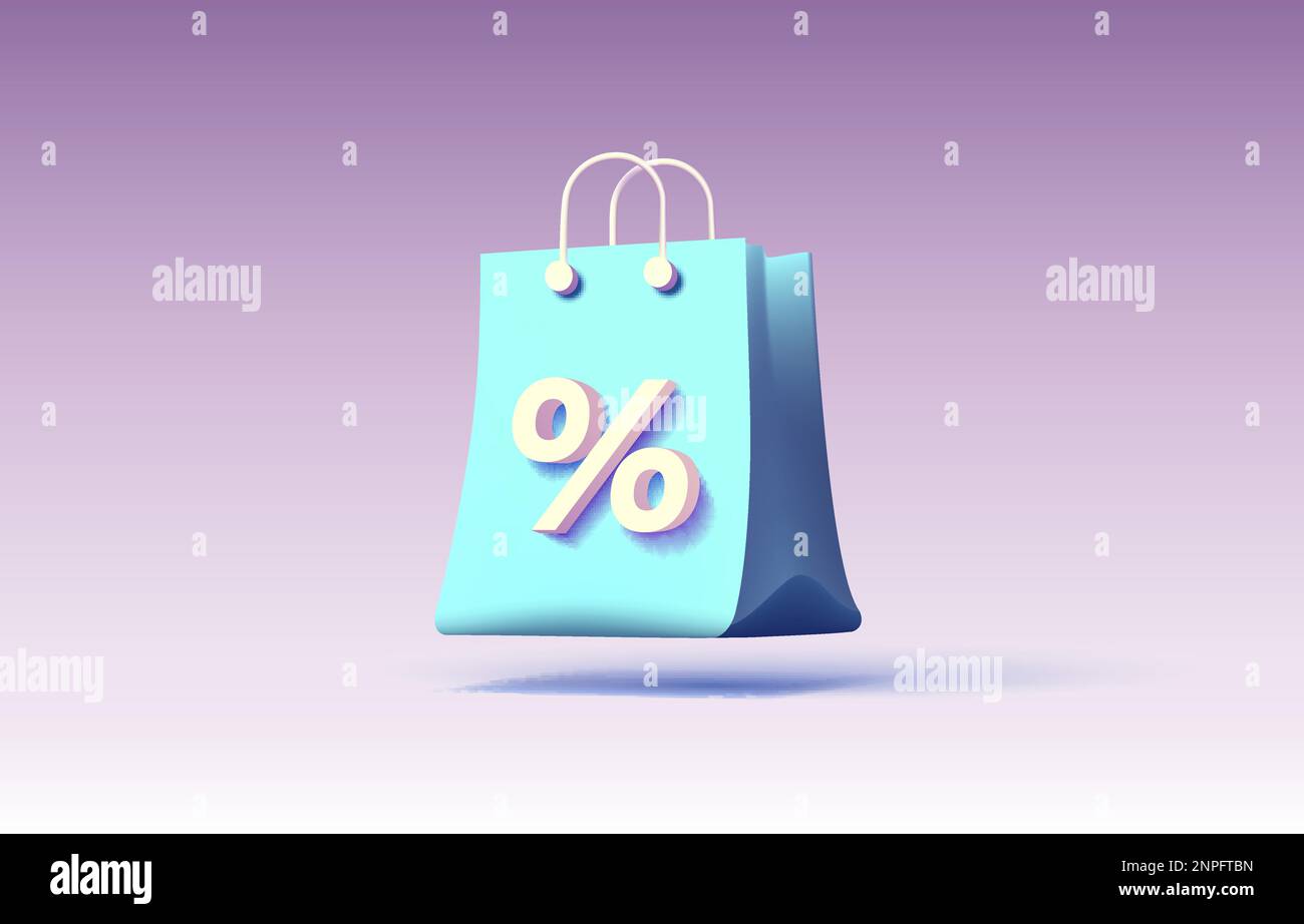 Shopping bag Percentage, gift discount box, product offer store. Vector ...