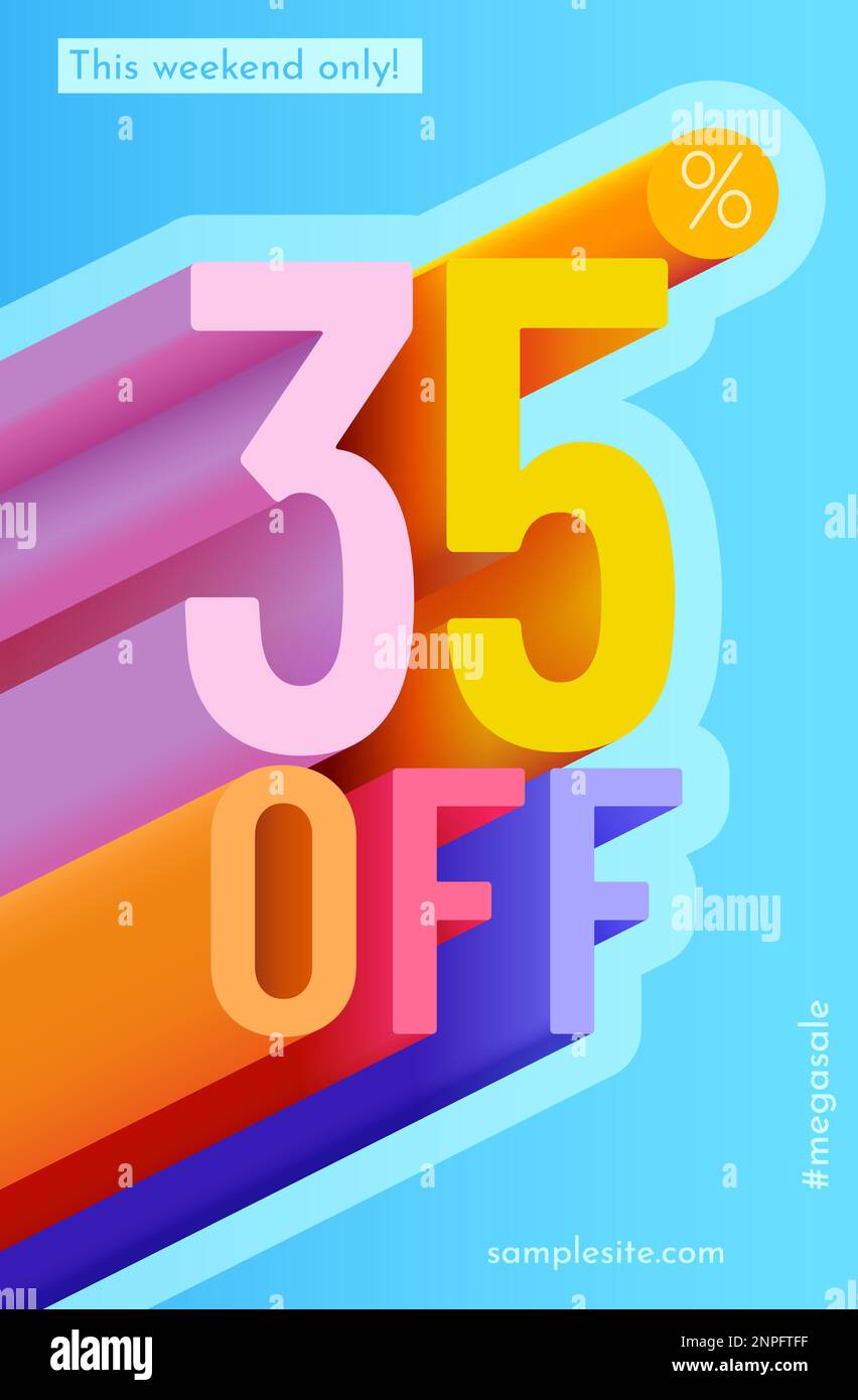 35 percent Off. Discount creative composition. Mega Sale. Vector ...