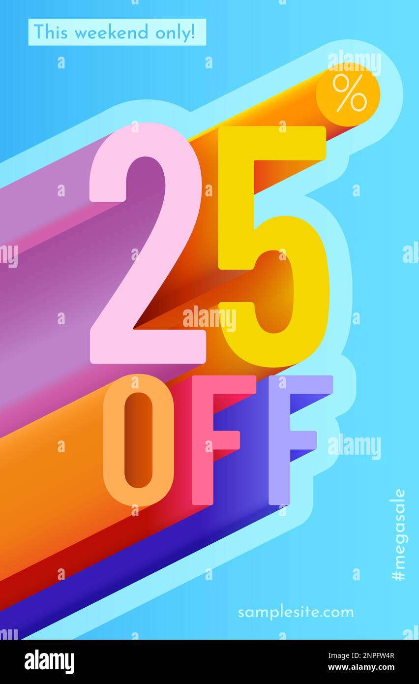 25 percent Off. Discount creative composition. Mega Sale. Vector ...