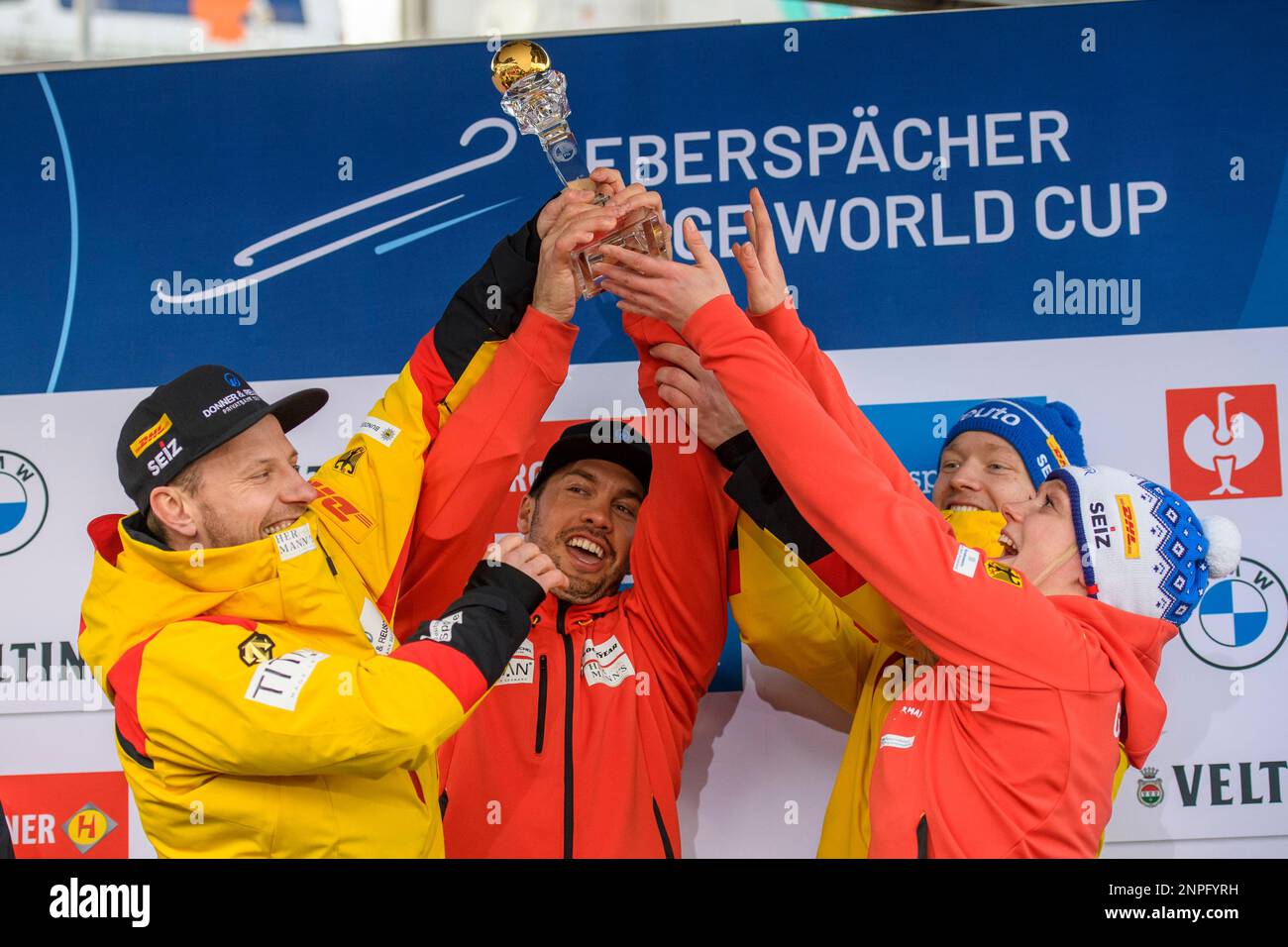 Winterberg, Germany. 26th Feb, 2023. Luge: Relay, Mixed: Award ceremony ...