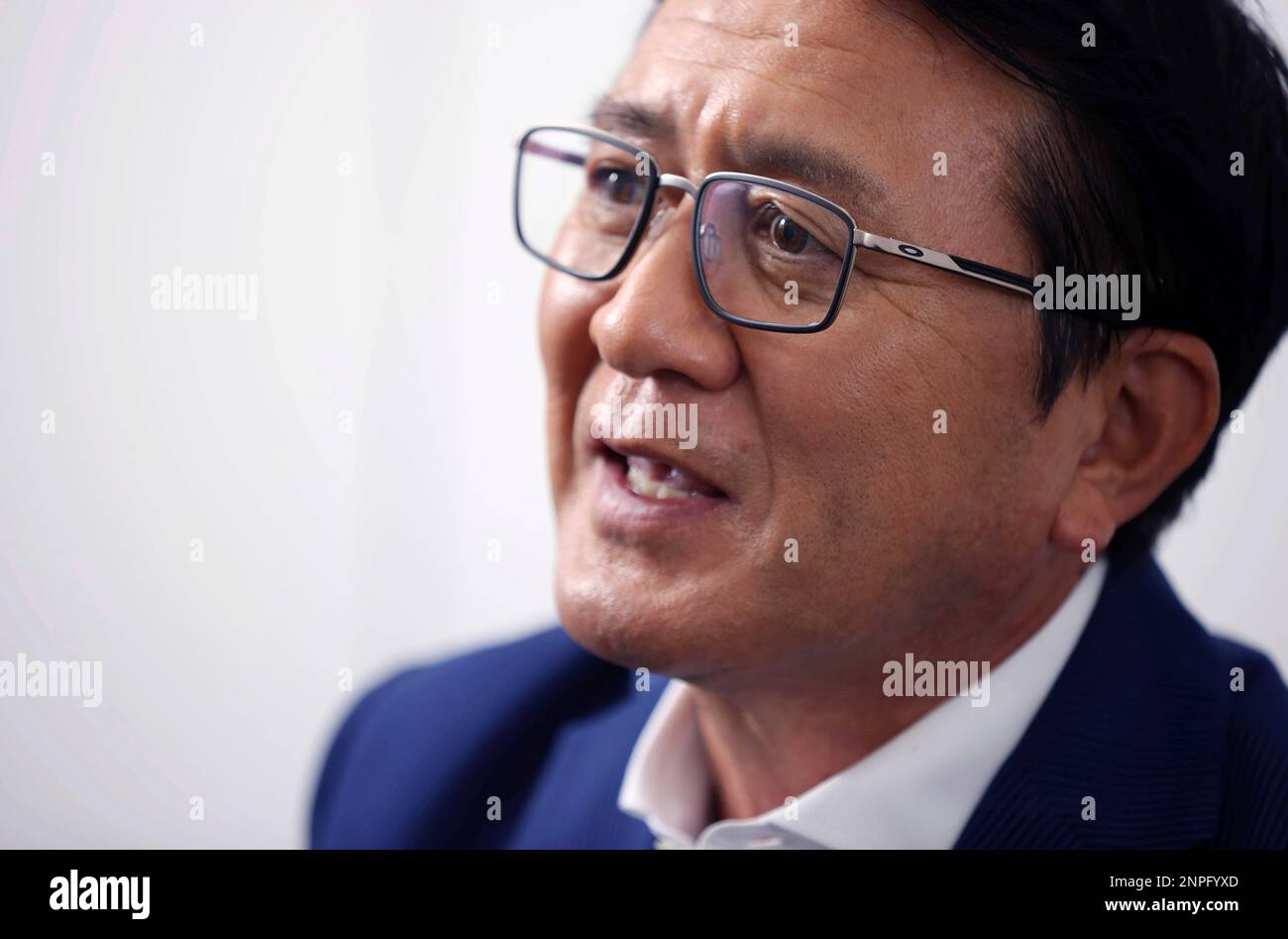 Toshihiko Seko, a Japanese former long-distance runner, speaks during ...