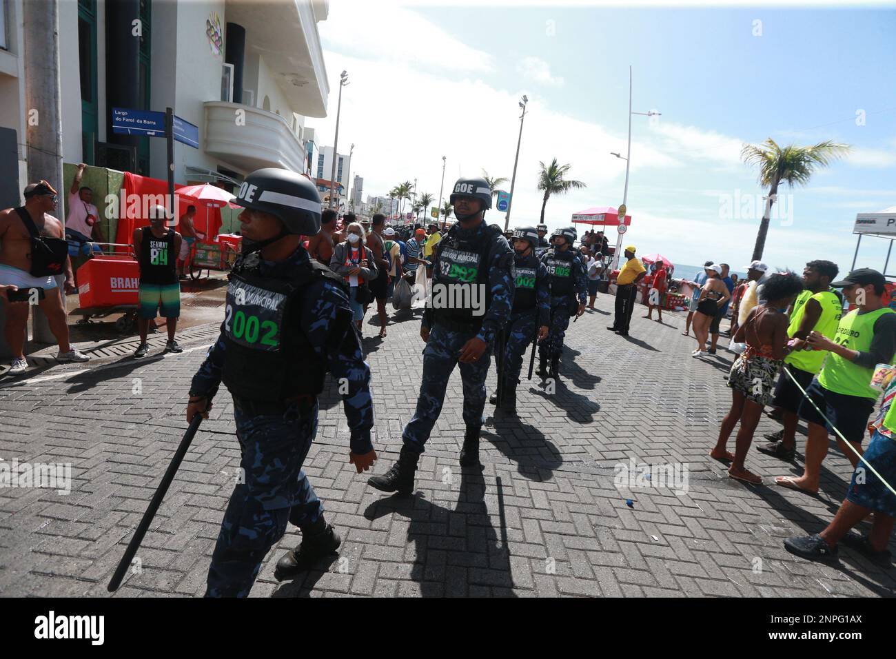 salvador, bahia, brazil - february 20, 2023: municipal guard officers ...