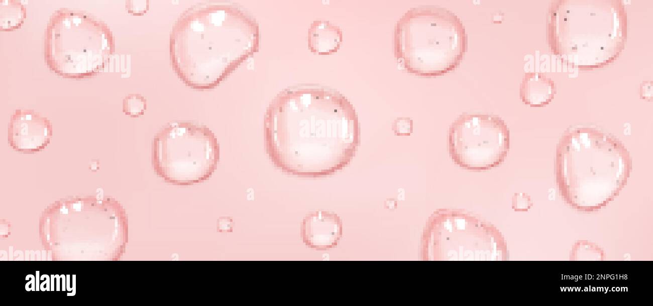 Realistic serum drops on pink surface background. Vector illustration ...