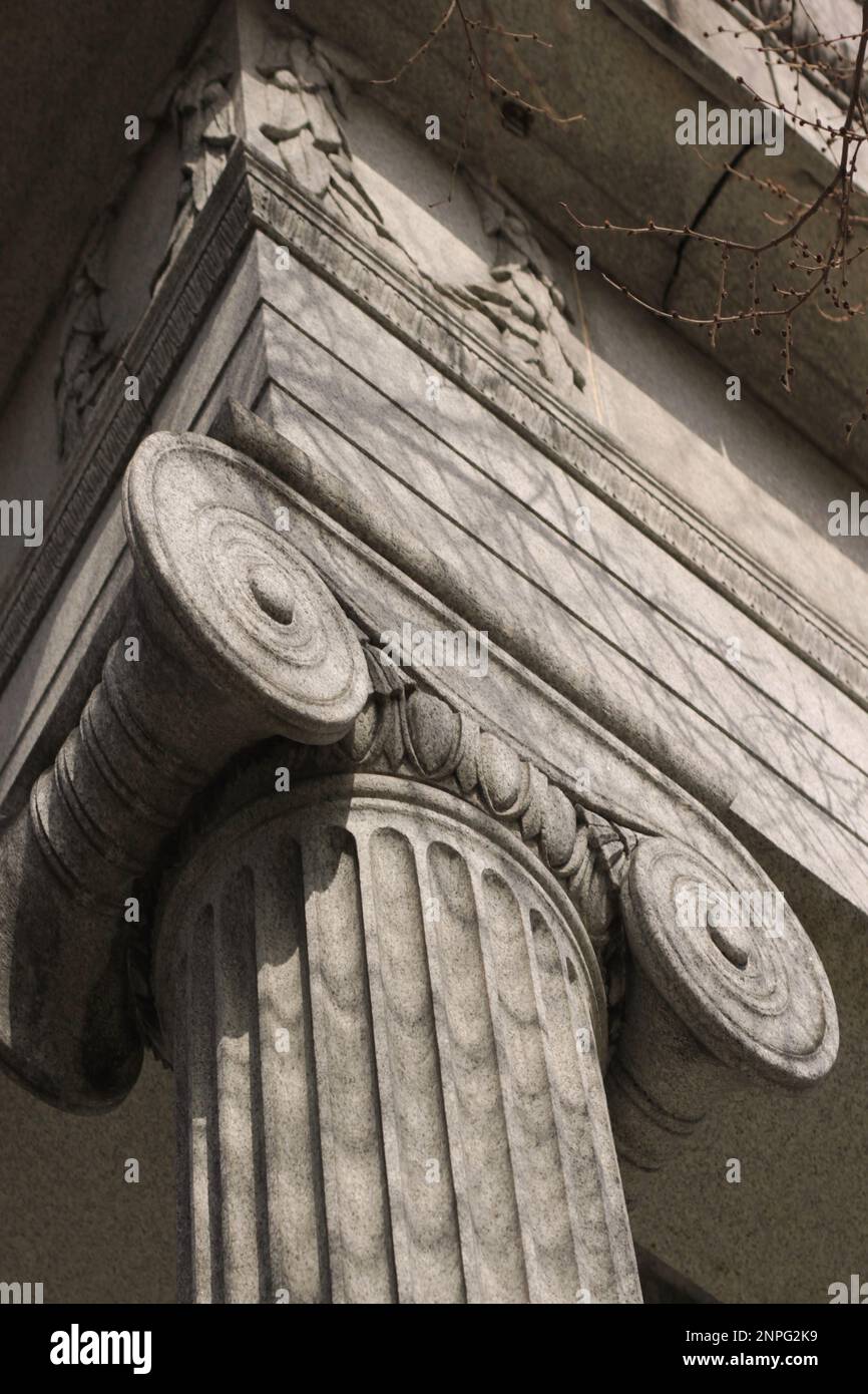 A traditional classical Greek column and scroll capital Stock Photo - Alamy