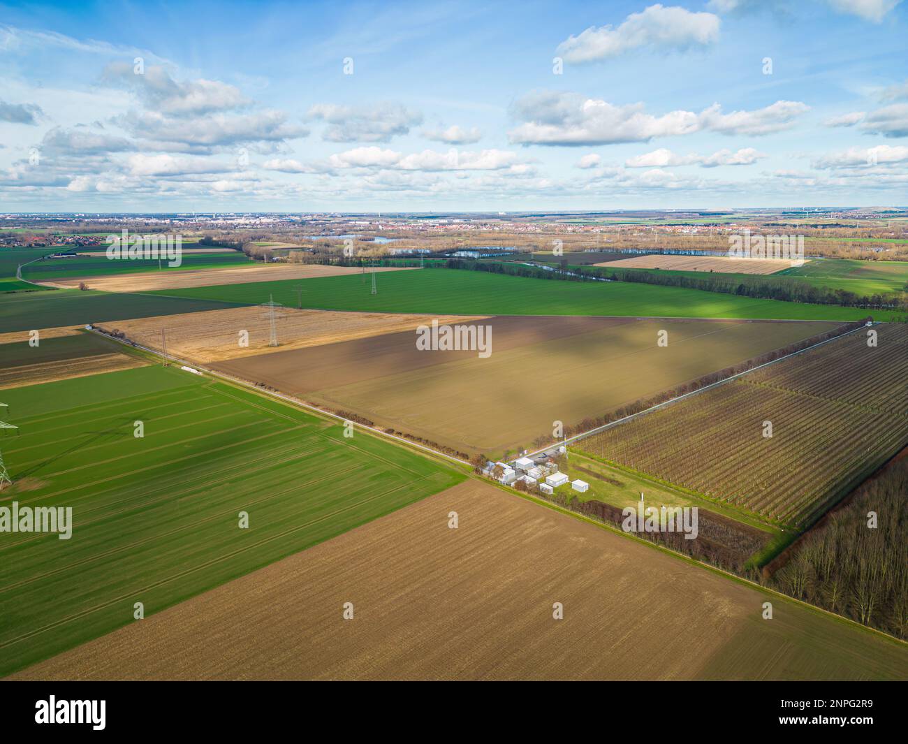 Aerial view of the GEO600 interferometer near Sarstedt, Germany Stock ...