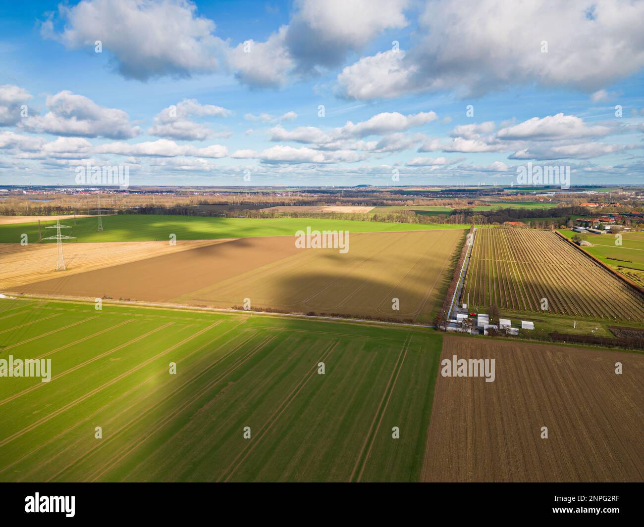 Aerial view of the GEO600 interferometer near Sarstedt, Germany Stock ...