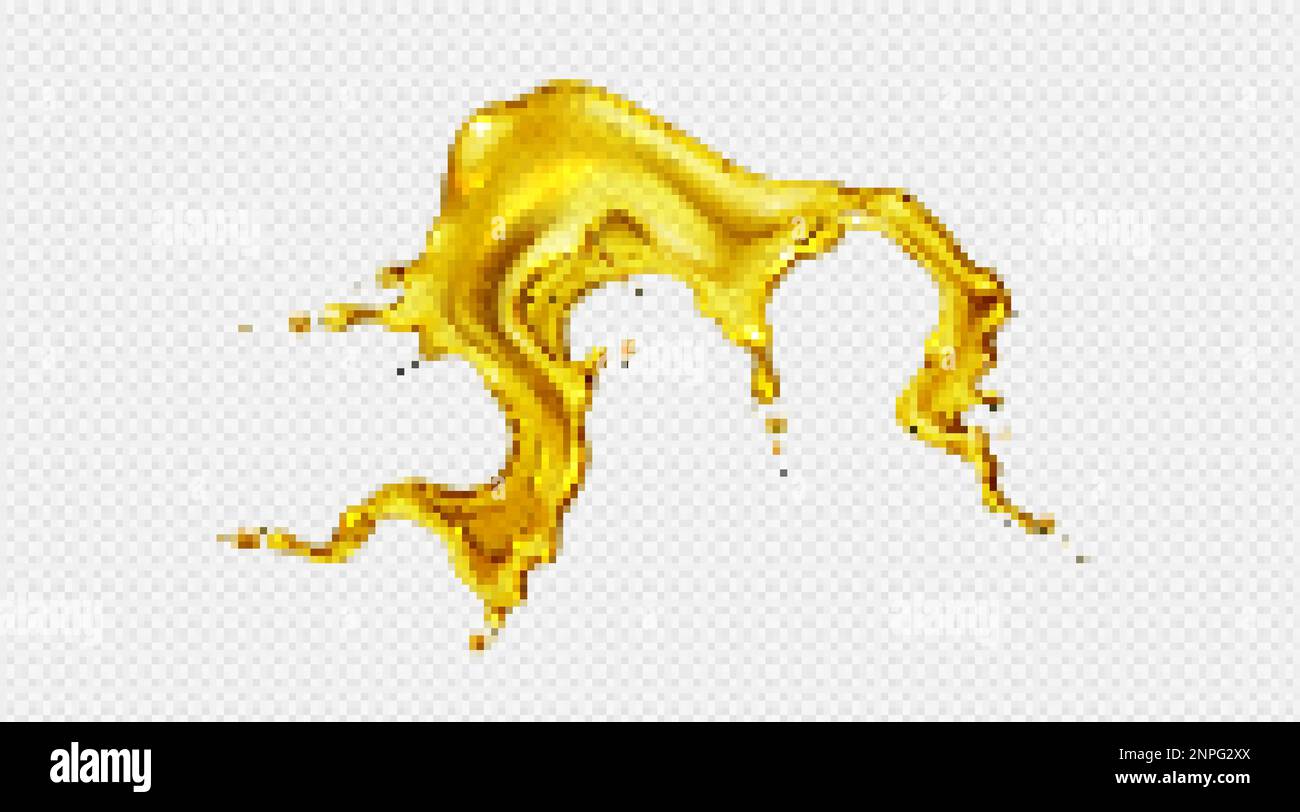 Yellow oil splash isolated vector. Realistic 3d beer swirl on ...