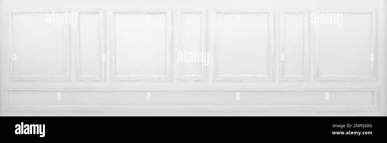 Realistic white victorian style wall with wooden molding. Vector ...