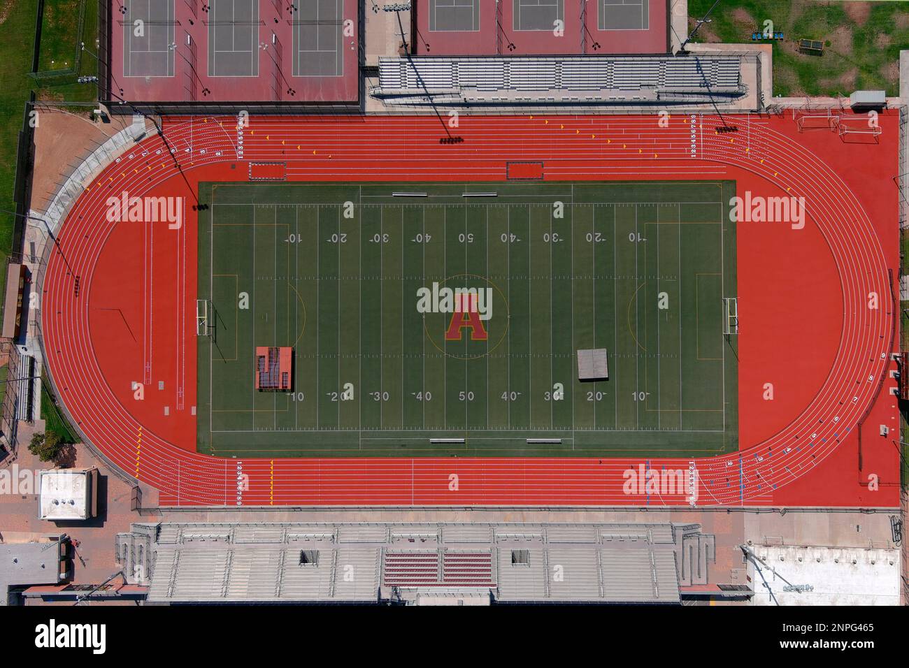 General overall aerial view of Salter Stadium at Arcadia High School ...