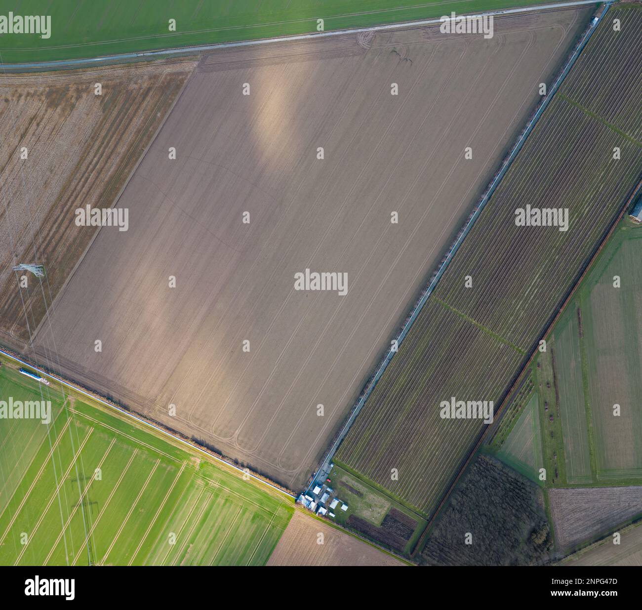 Satellite view of the GEO600 interferometer near Sarstedt, Germany ...