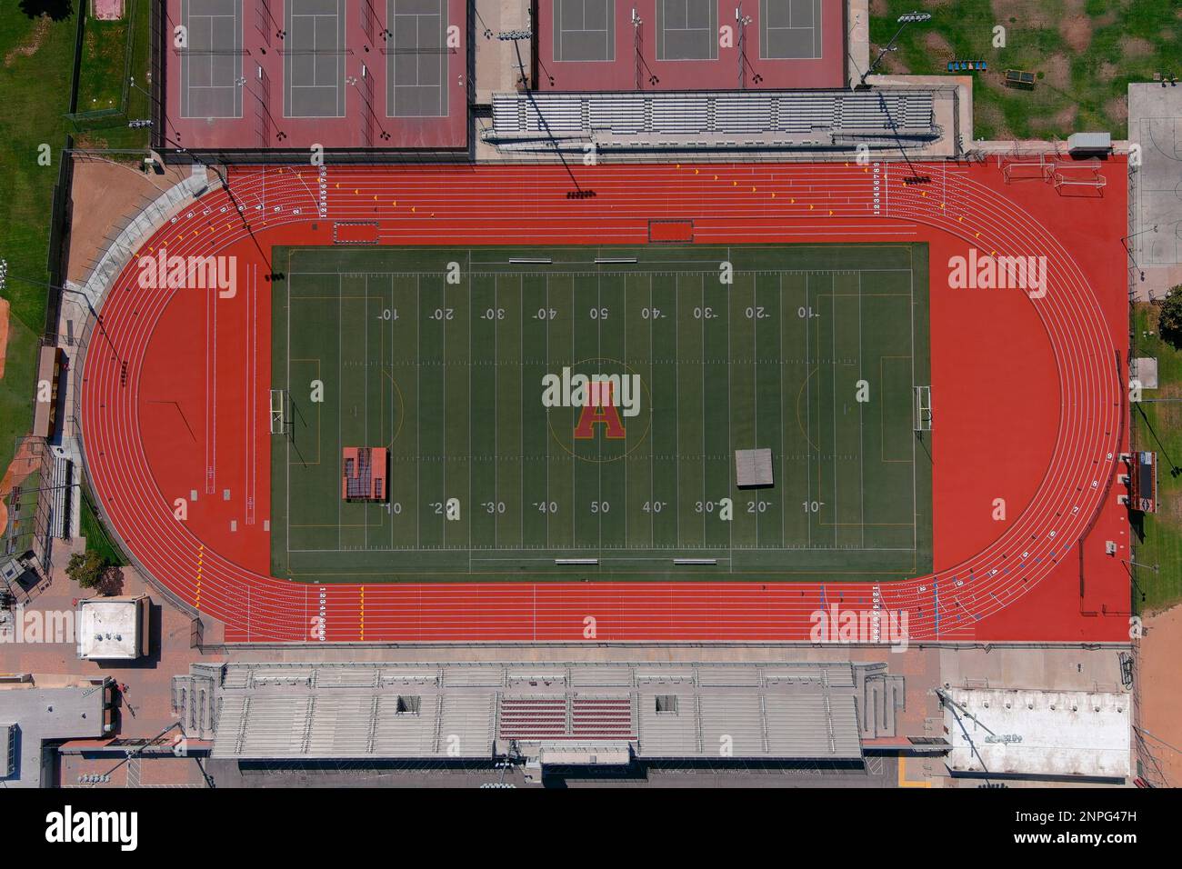 General overall aerial view of Salter Stadium at Arcadia High School ...