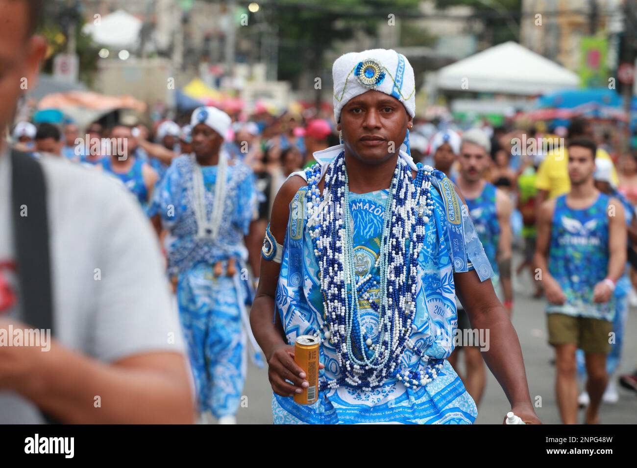salvador, bahia, brazil - february 20, 2023: members of the Filhos de ...