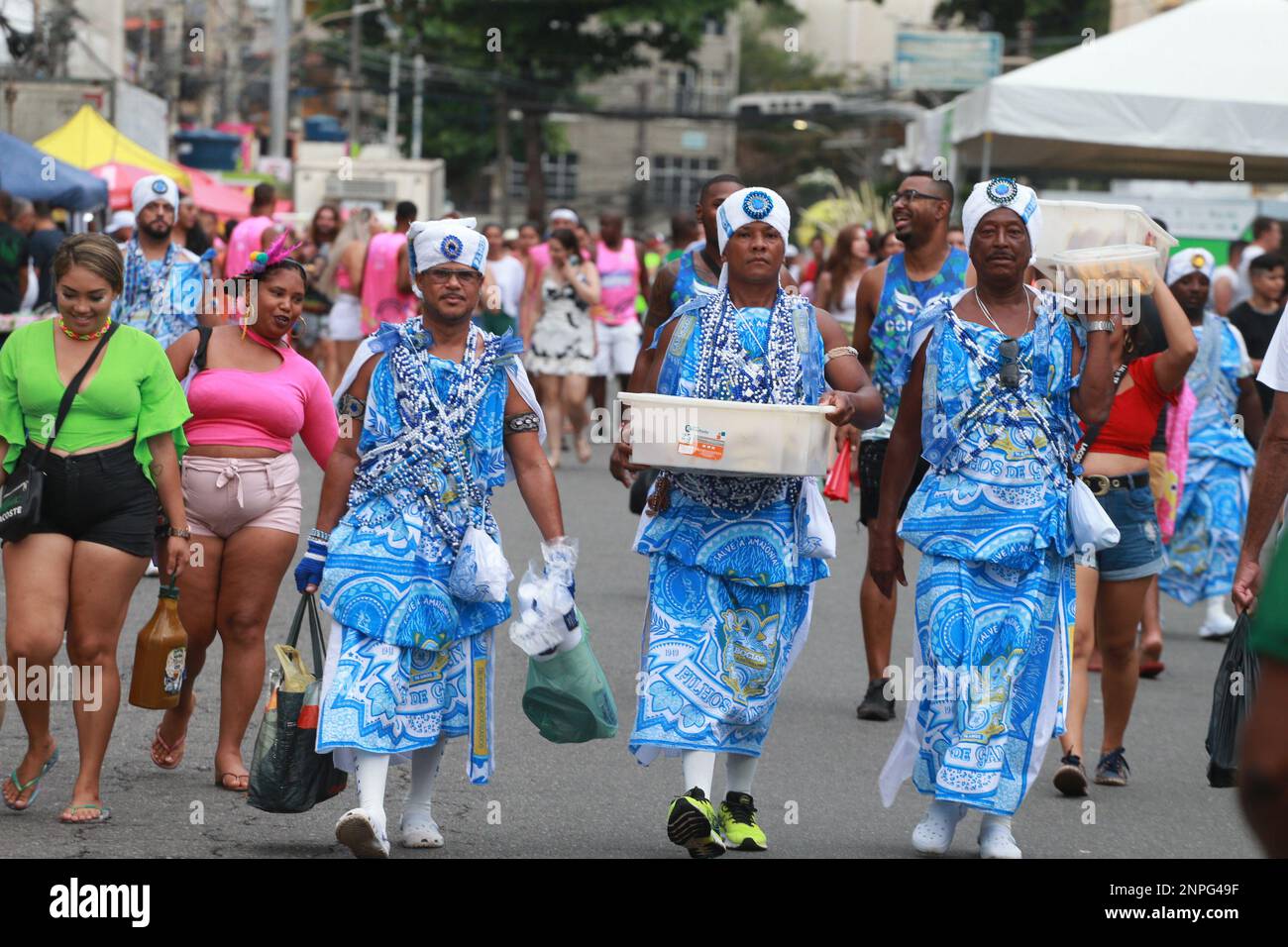 salvador, bahia, brazil - february 20, 2023: members of the Filhos de ...