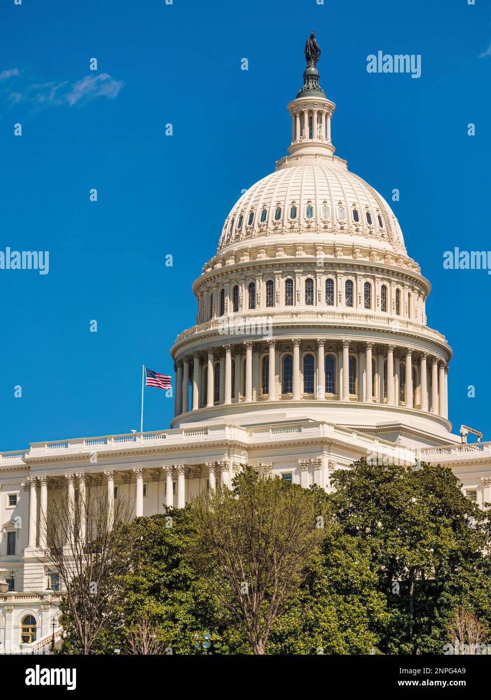 The United States Capitol building with American flag, Washington DC ...