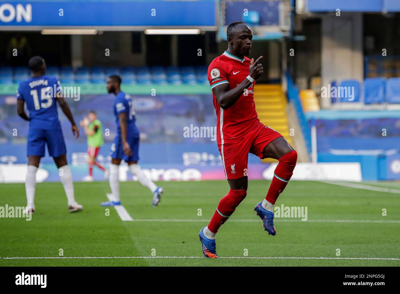 Liverpool's Sadio Mane celebrates after scoring during the English ...