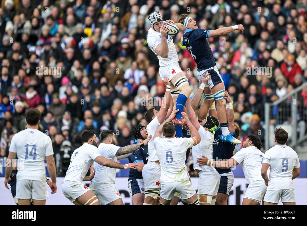 PARIS - Thibaud Flament of Franc, Jamie Ritchie of Scotland during the ...