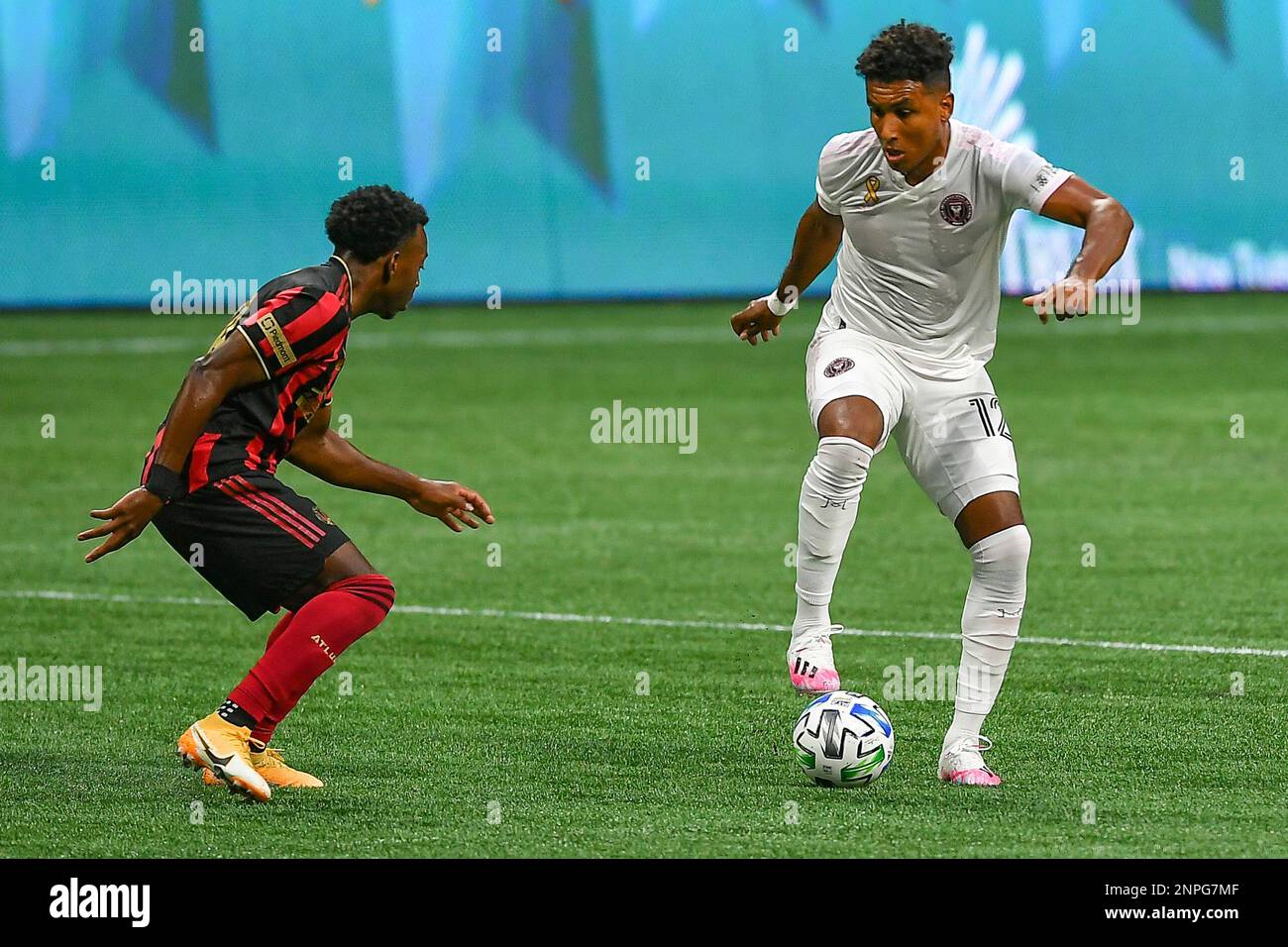 ATLANTA, GA – SEPTEMBER 19: Inter Miami forward Juan Agudelo (12) looks ...