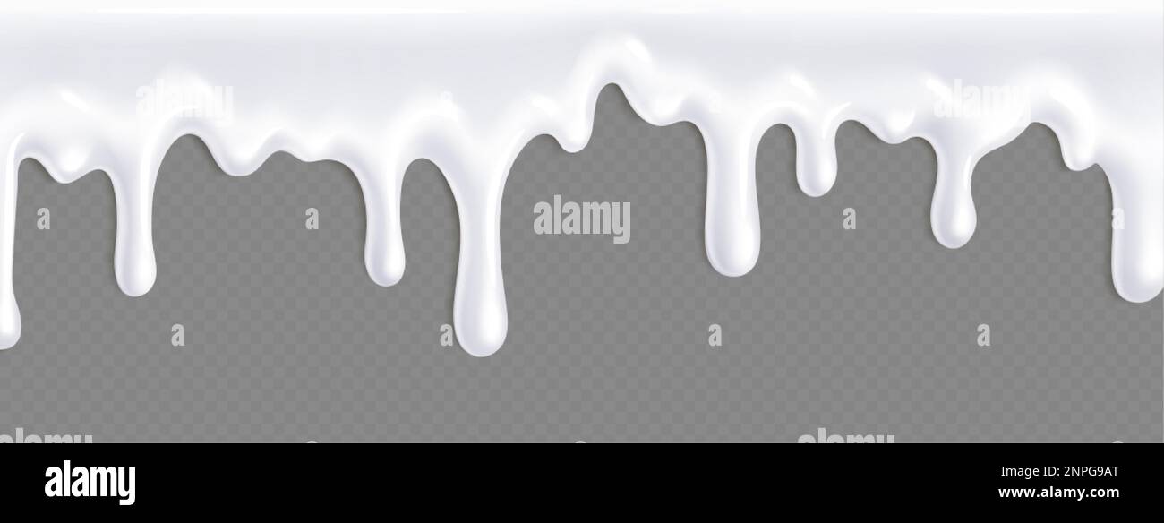 Realistic yoghurt or white paint flow isolated on transparent ...