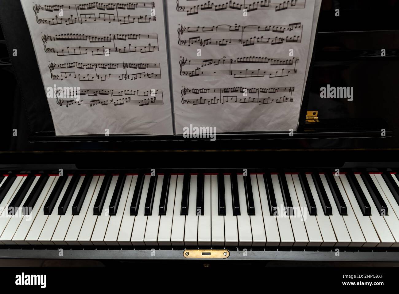 Keyboard and a professional piano and a musical score. Musicality ...