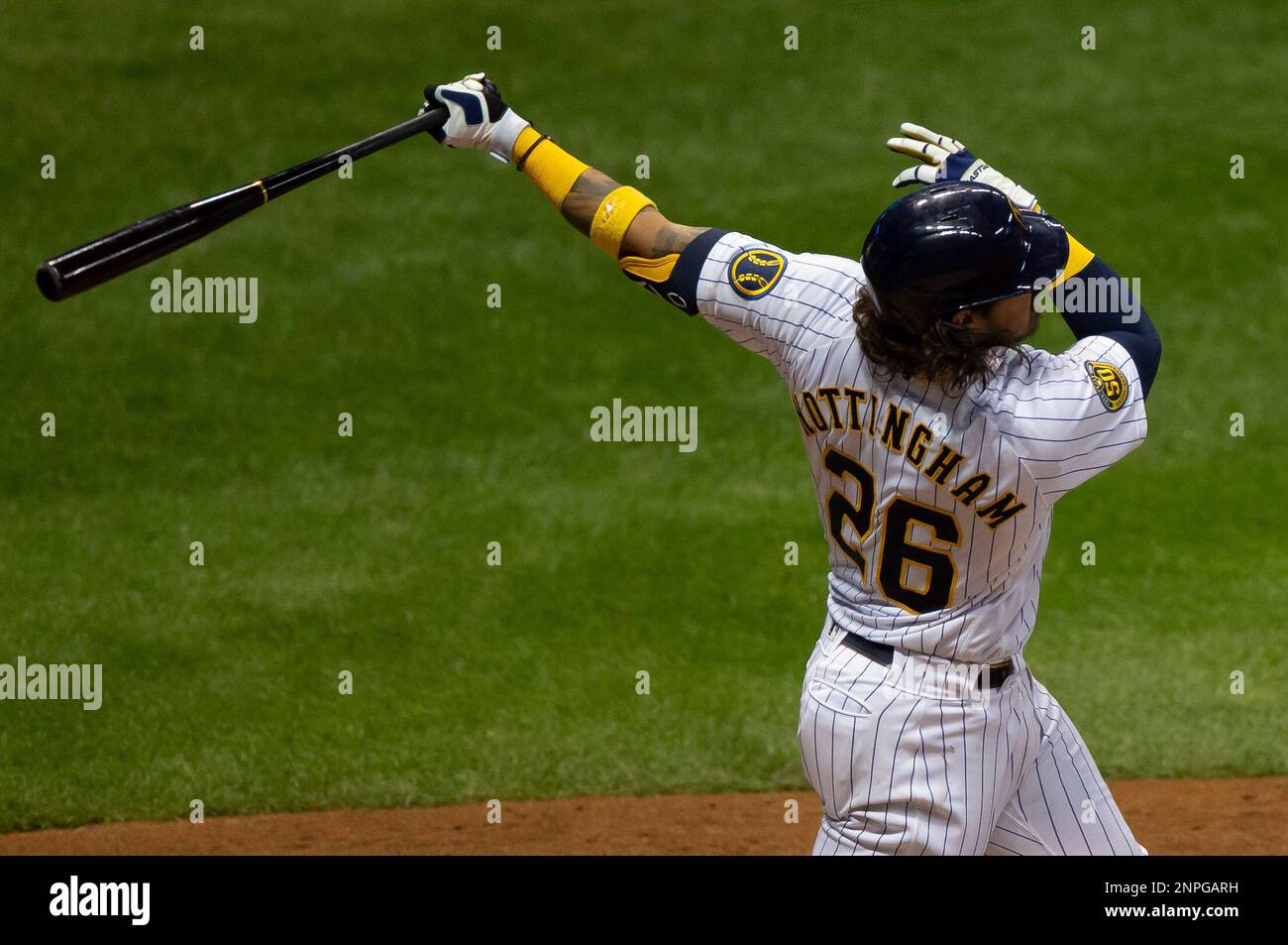 September 18, 2020: Milwaukee Brewers catcher Jacob Nottingham #26 hits ...