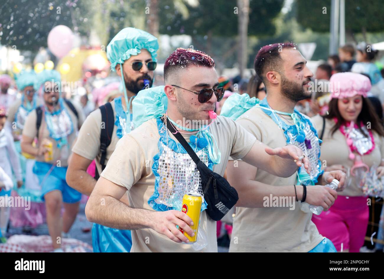 Limassol, Mediterranean island of Cyprus. 26th Feb, 2023. People attend ...