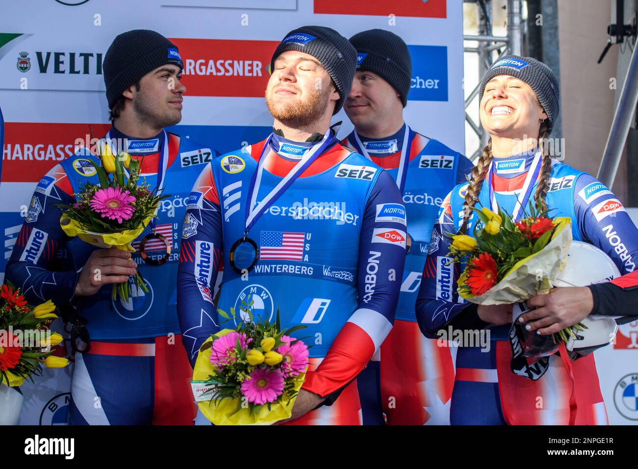 Winterberg, Germany. 26th Feb, 2023. Luge: Relay, Mixed: Award Ceremony ...